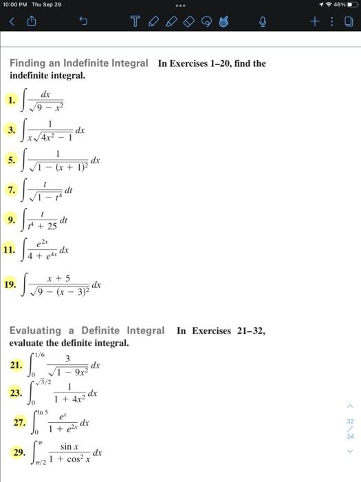 Solved Finding an Indefinite Integral In Exercises 1-20, | Chegg.com