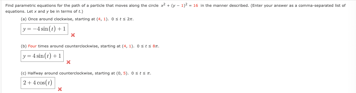 Solved Find parametric equations for the path of ﻿a particle | Chegg.com