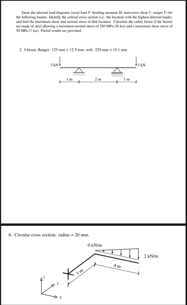 Solved Draw the internal load diagrams (axial load P, | Chegg.com