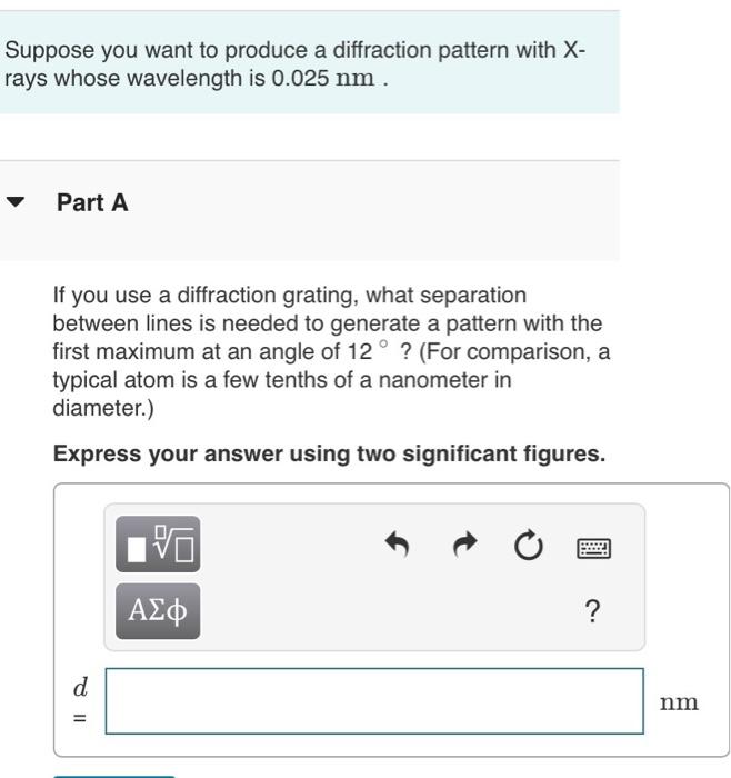 Solved Suppose you want to produce a diffraction pattern | Chegg.com