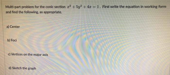 Solved Multi-part problem for the conic section 2? + 5y2 + | Chegg.com