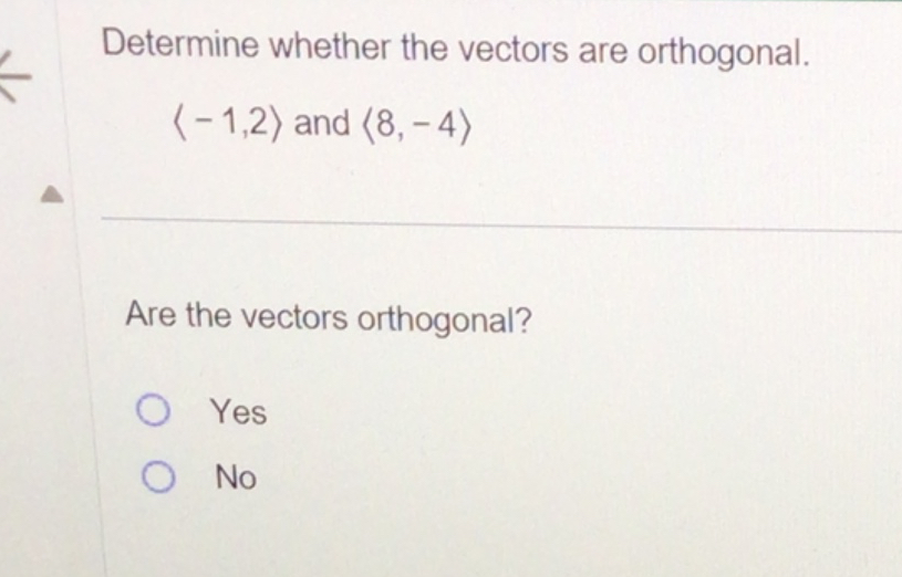 Solved Determine Whether The Vectors Are Orthogonal 1 2