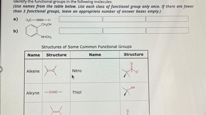 Solved Identify the functional groups in the following | Chegg.com