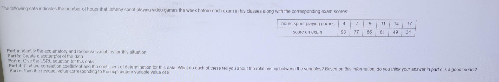 Solved Part a: Identify the explanatory and response | Chegg.com