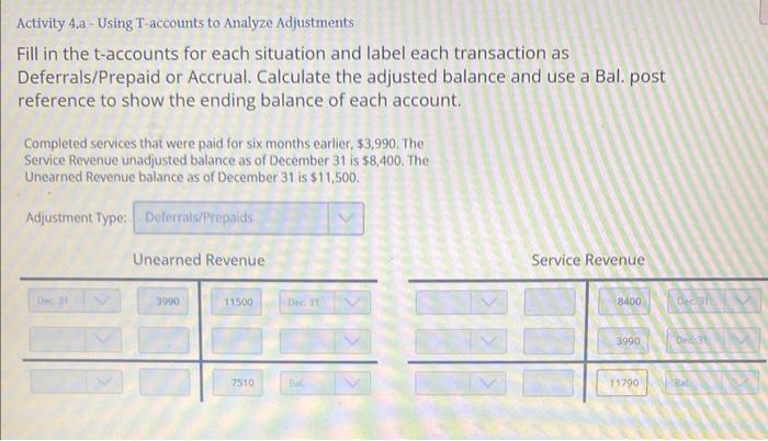 Solved Activity 4,a - Using T-accounts to Analyze | Chegg.com