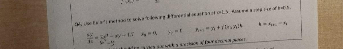 Solved Use Euler's method to solve following differential | Chegg.com