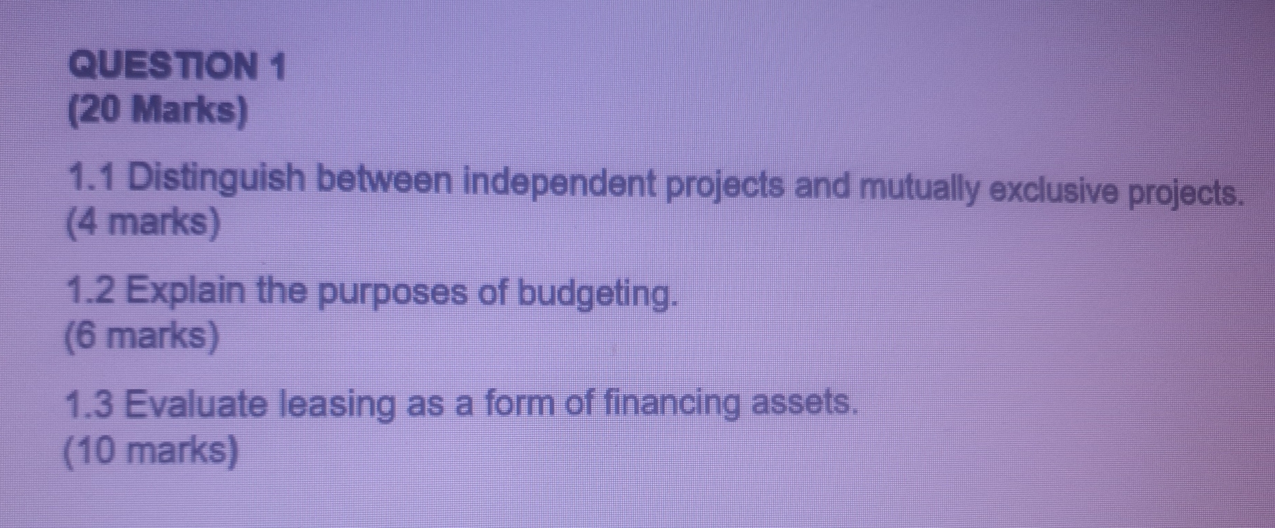 Solved QUESTION 1(20 ﻿Marks)1.1 ﻿Distinguish between | Chegg.com