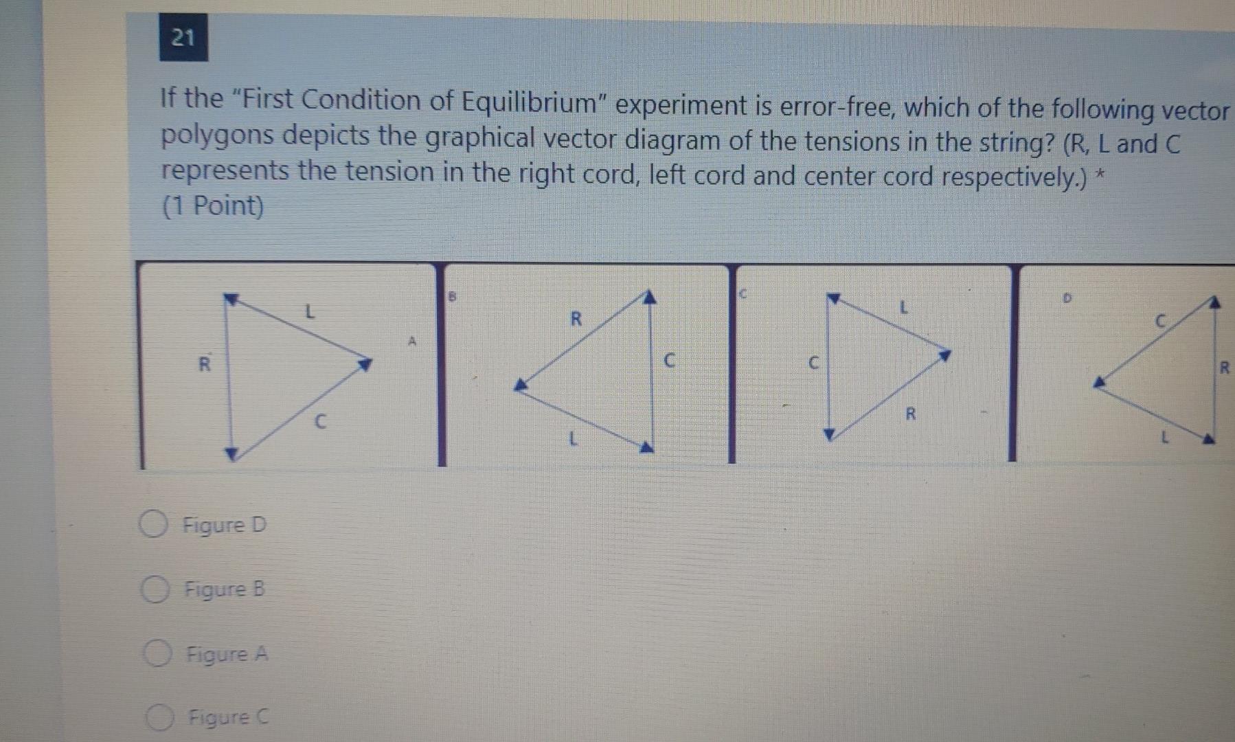 Solved 21 If the "First Condition of Equilibrium" experiment | Chegg.com