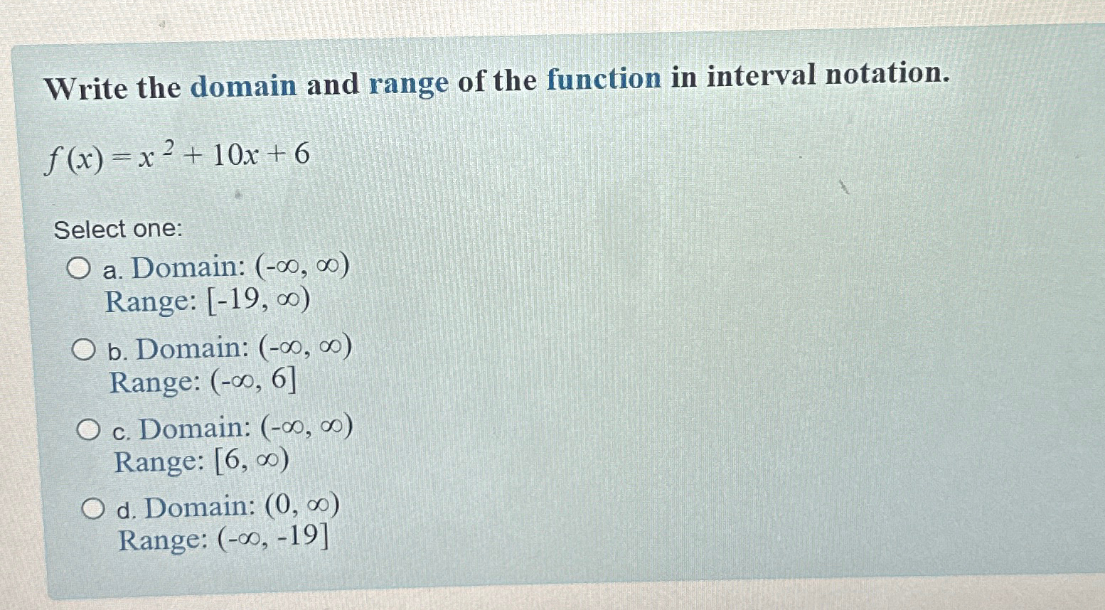 Solved Write the domain and range of the function in | Chegg.com