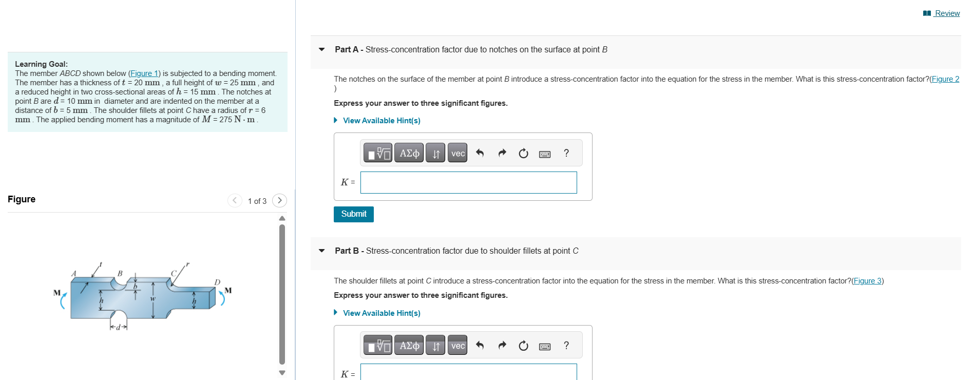 Solved Learning Goal:The member ABCD shown below (Figure 1) | Chegg.com