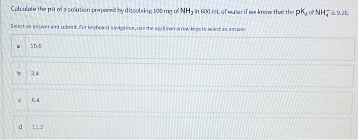 Solved Calculate the pH of a solution prepared by dissolving | Chegg.com