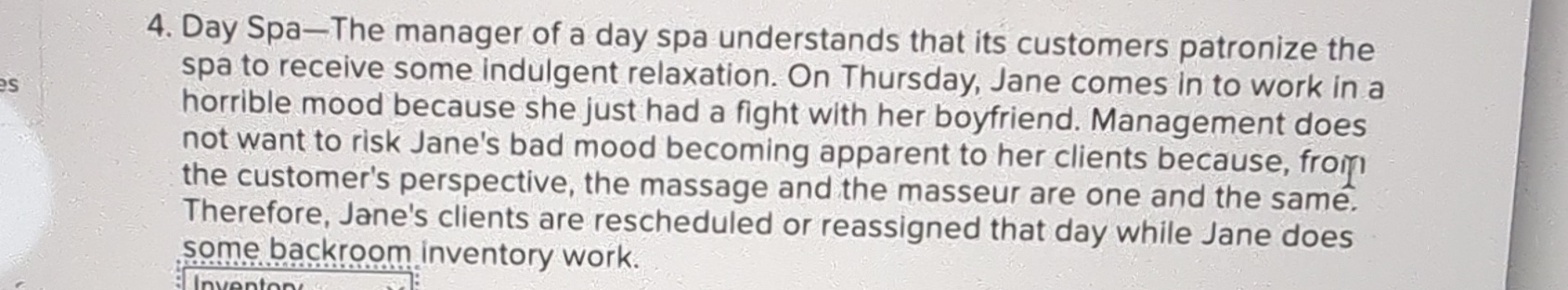 Solved Day Spa-The manager of a day spa understands that its | Chegg.com