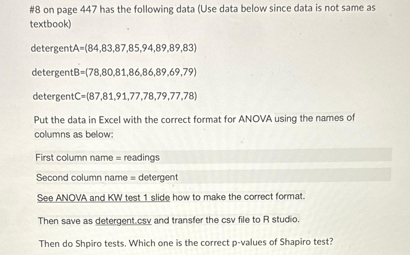 Solved #8 ﻿on page 447 ﻿has the following data (Use data | Chegg.com