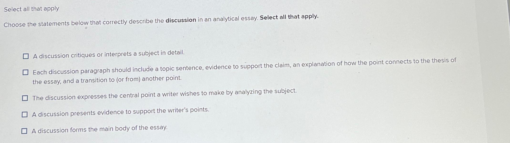 Solved Select all that applyChoose the statements below that | Chegg.com