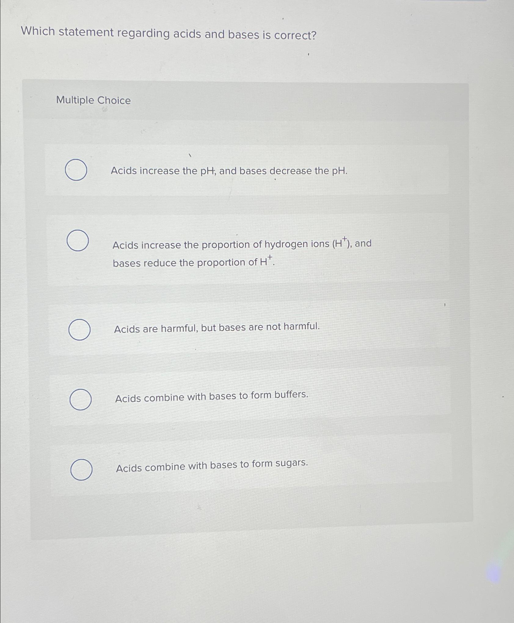 Solved Which statement regarding acids and bases is | Chegg.com