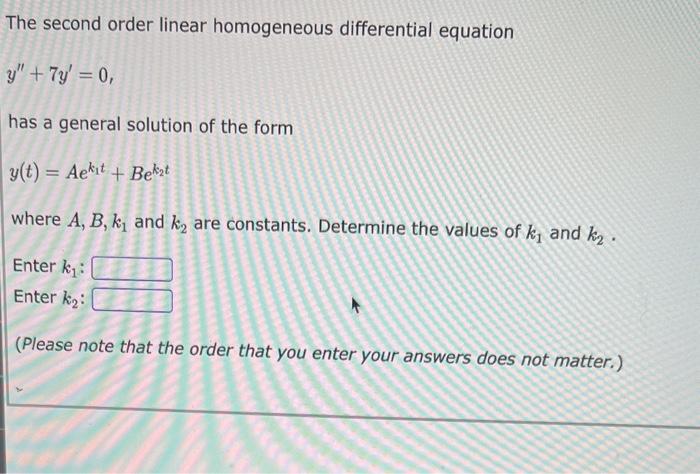Solved The second order linear homogeneous differential | Chegg.com