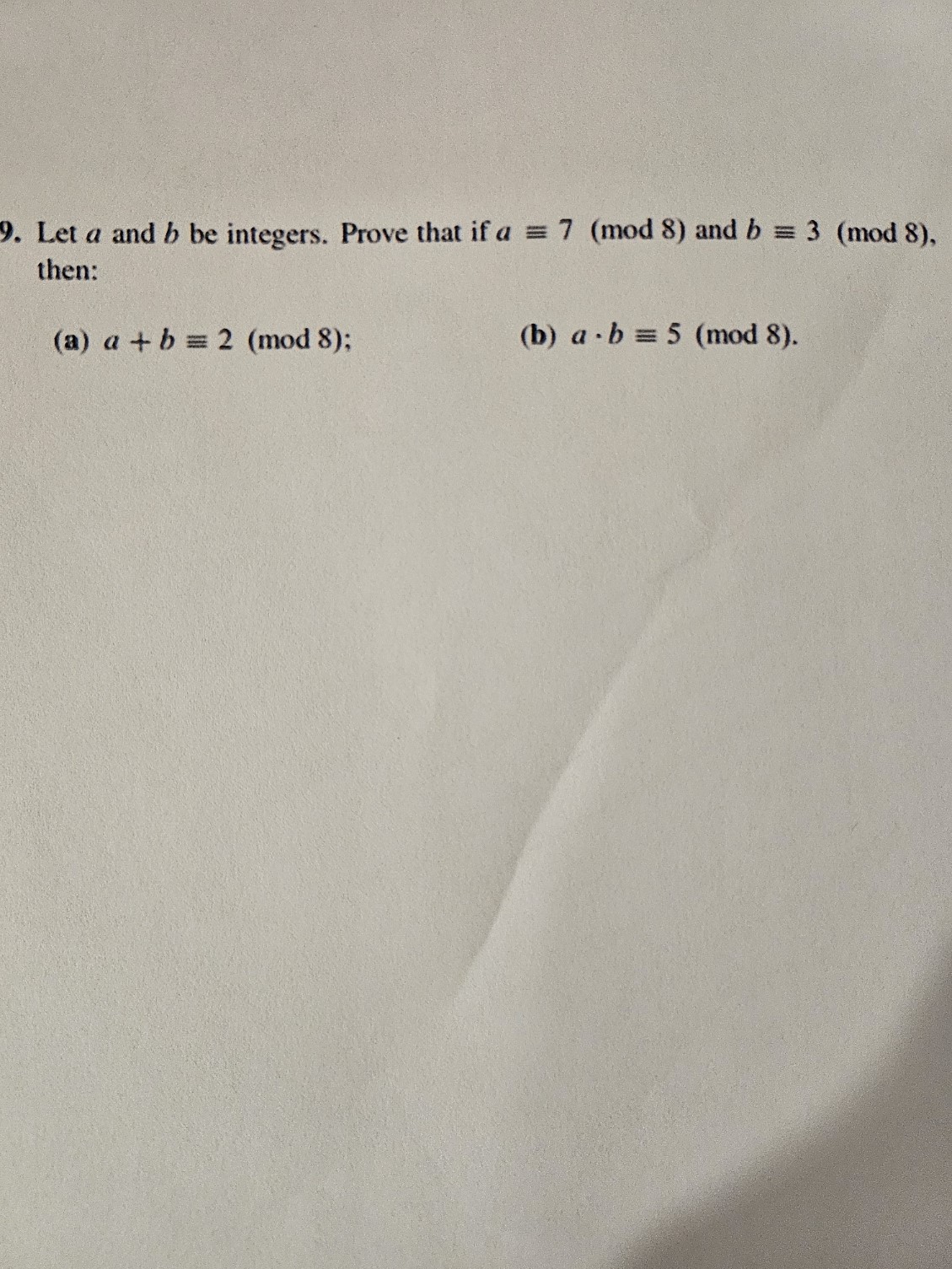 Solved Just Do Know Show TableLet a and b ﻿be integers. | Chegg.com