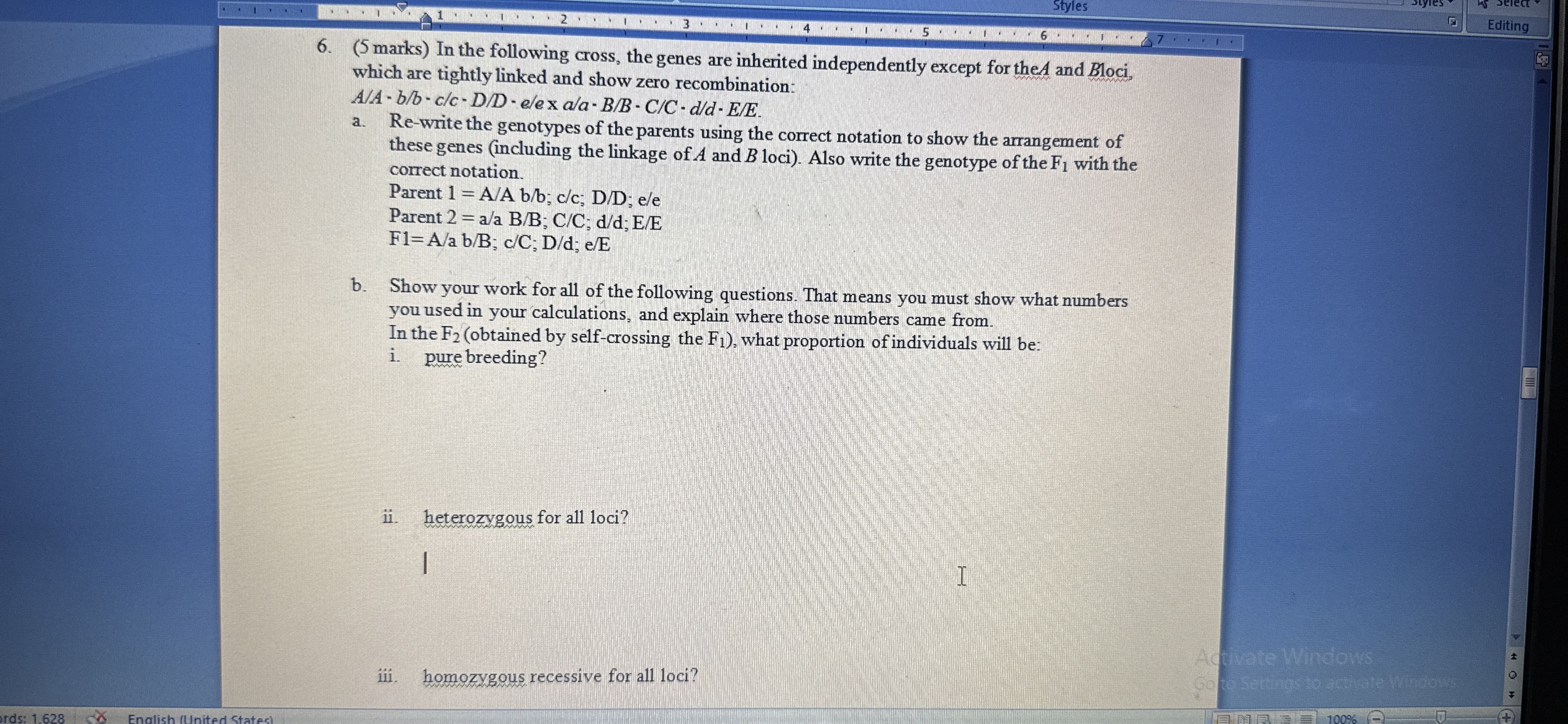 Solved In the following cross, the genes are inherited | Chegg.com