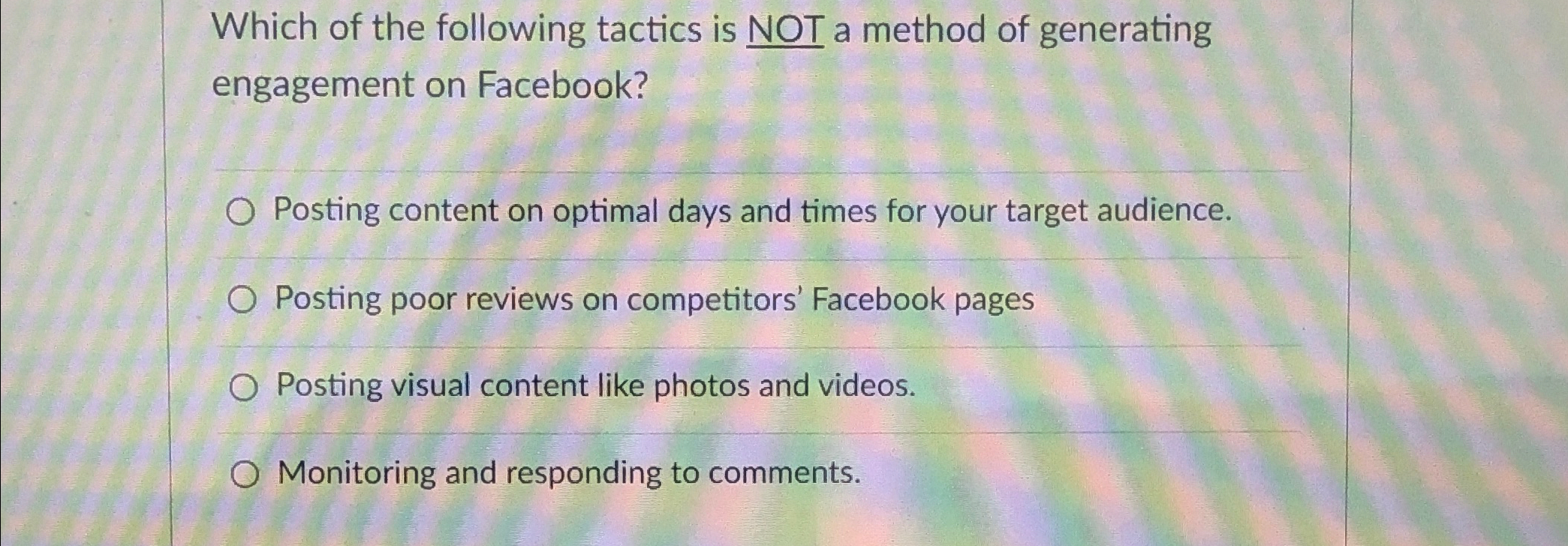 Solved Which of the following tactics is NOT a method of | Chegg.com