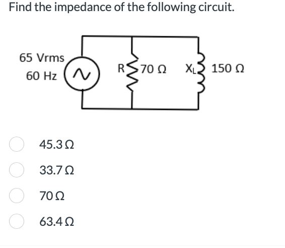 Solved Find the impedance of the following | Chegg.com