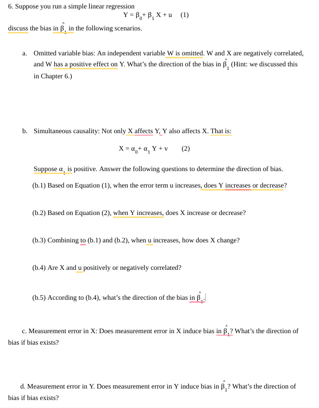 Solved 6. ﻿Suppose you run a simple linear regression Y | Chegg.com