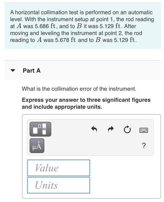 A horizontal collimation test is performed on an | Chegg.com