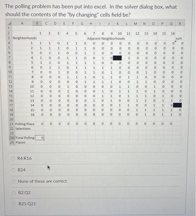 Solved The polling problem has been put into excel. In the | Chegg.com