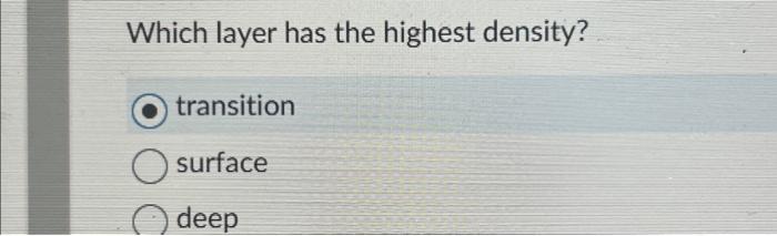 Solved Which layer has the highest density? transition | Chegg.com