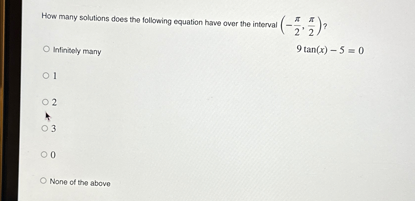 Solved How many solutions does the following equation have | Chegg.com