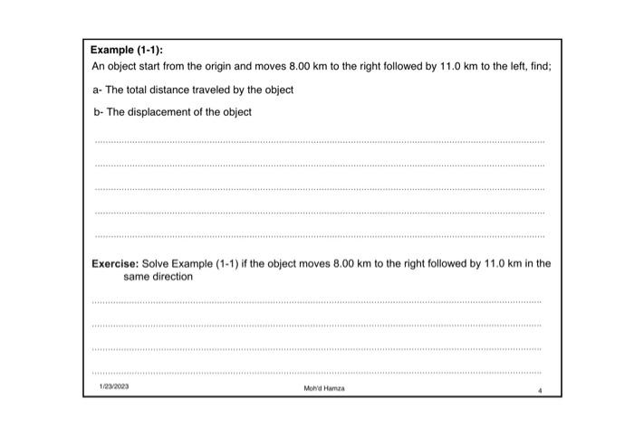 Solved Example (1-1): An object start from the origin and | Chegg.com