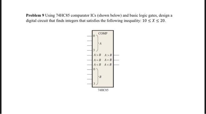 Solved Problem 9 Using 74HC85 comparator ICs (shown below) | Chegg.com