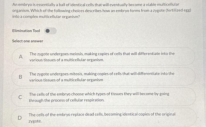 Solved An embryo is essentially a ball of identical cells | Chegg.com