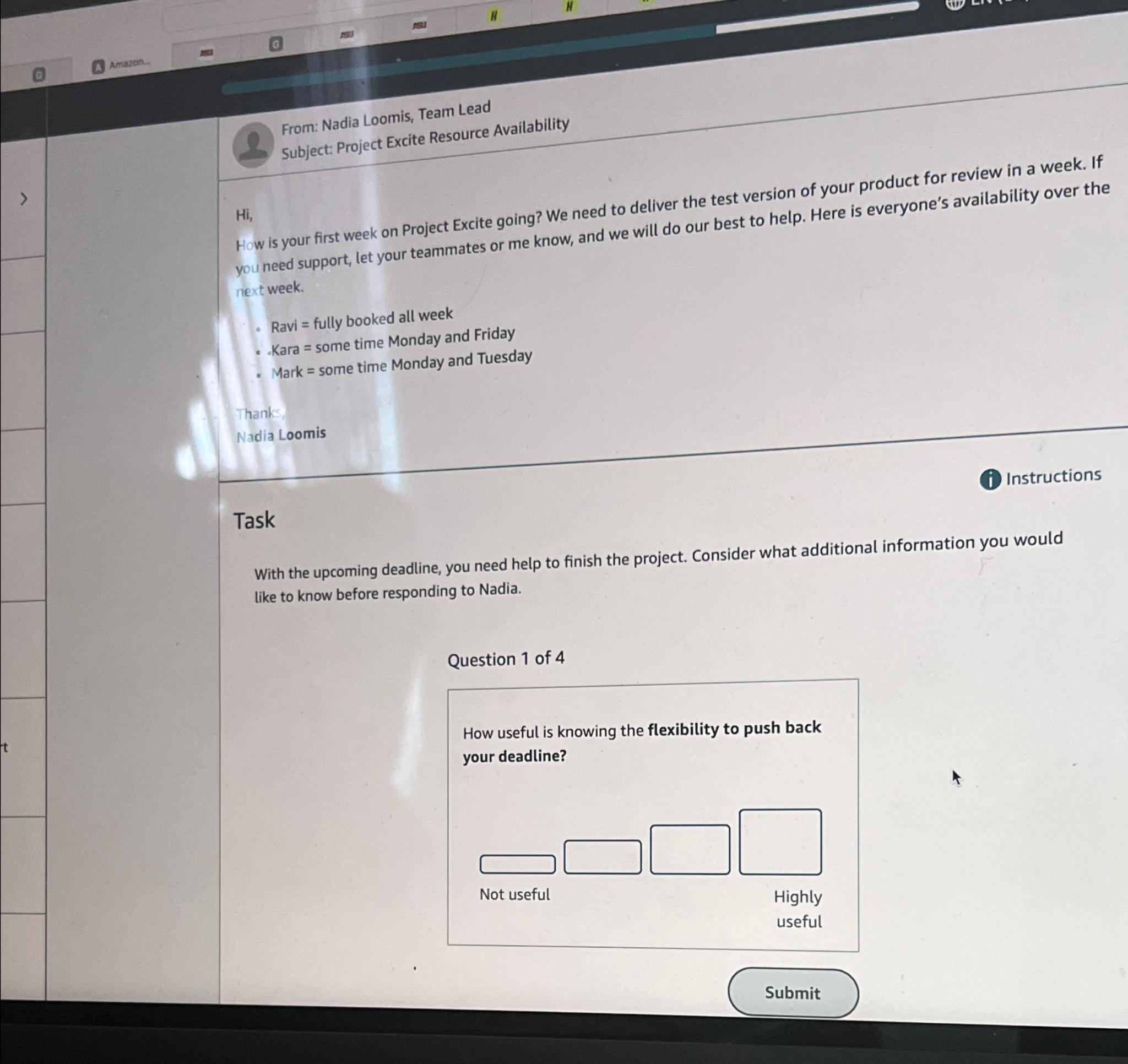 Solved From: Nadia Loomis, Team LeadSubject: Project Excite | Chegg.com