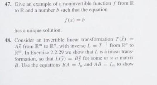 Solved 47. Give an example of a noninvertible function f | Chegg.com