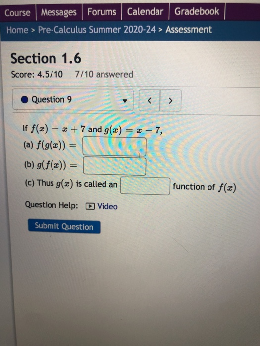 Solved Course Messages Forums Calendar Gradebook Home > | Chegg.com