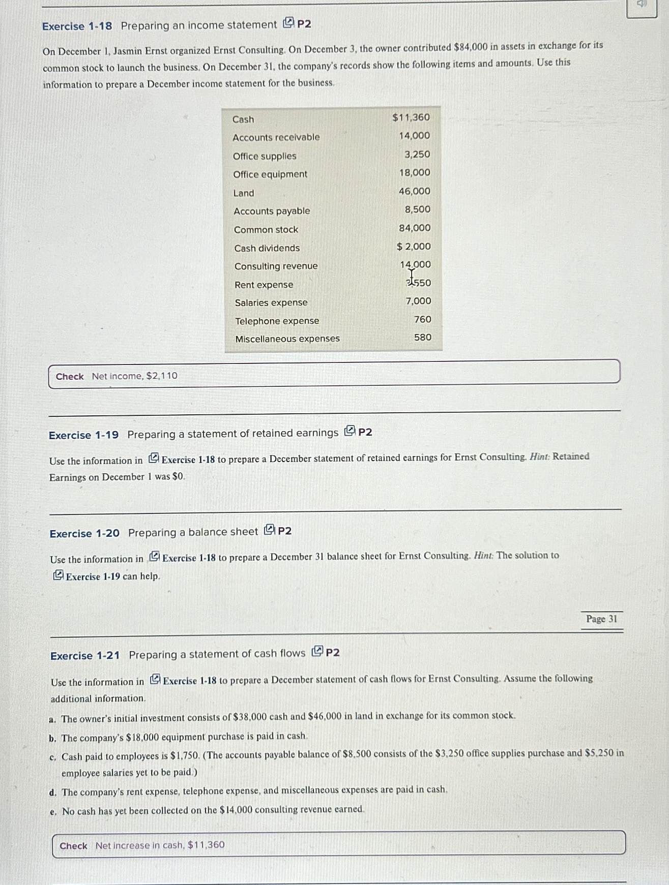 Solved Exercise 1-18 ﻿Preparing an income statement P2On | Chegg.com