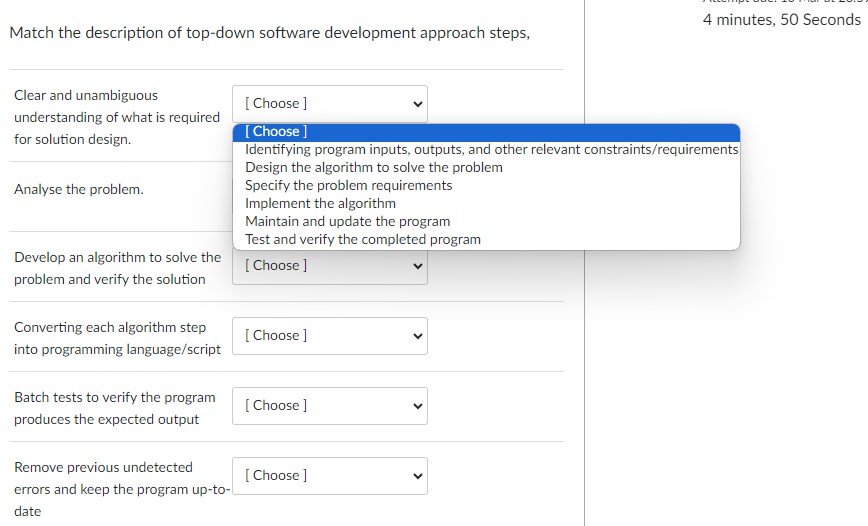 Solved Match the description of top-down software | Chegg.com