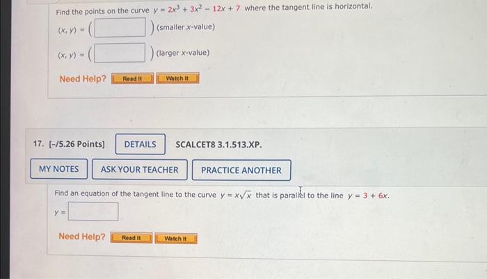 Solved Find the points on the curve y=2x3+3x2−12x+7 where | Chegg.com