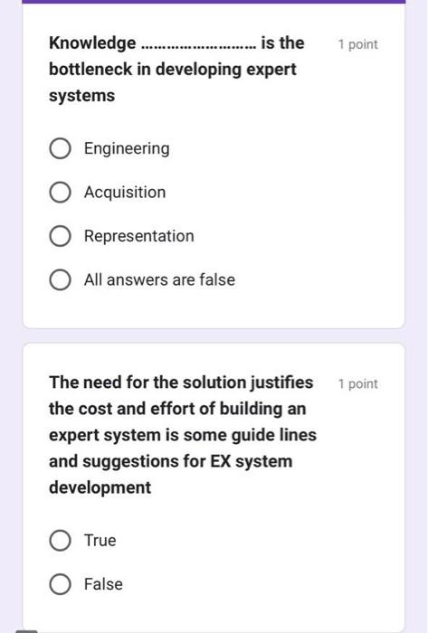Solved Knowledge is the 1 point bottleneck in developing | Chegg.com