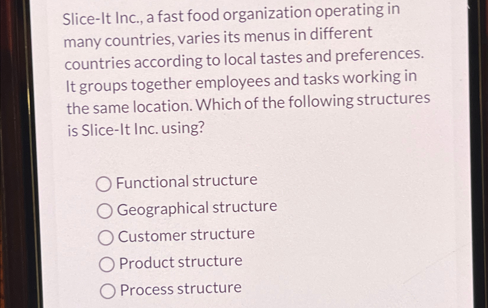 Solved Slice-It Inc., a fast food organization operating in | Chegg.com
