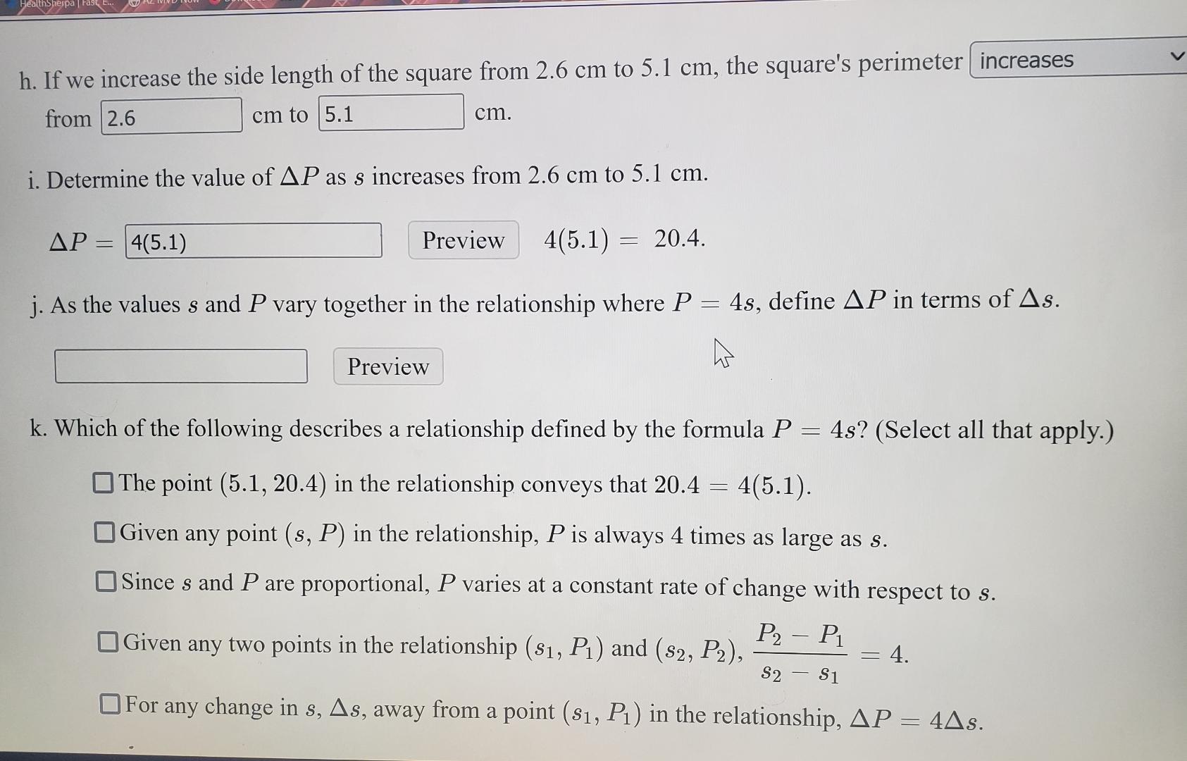 Solved h. ﻿If we increase the side length of the square from | Chegg.com