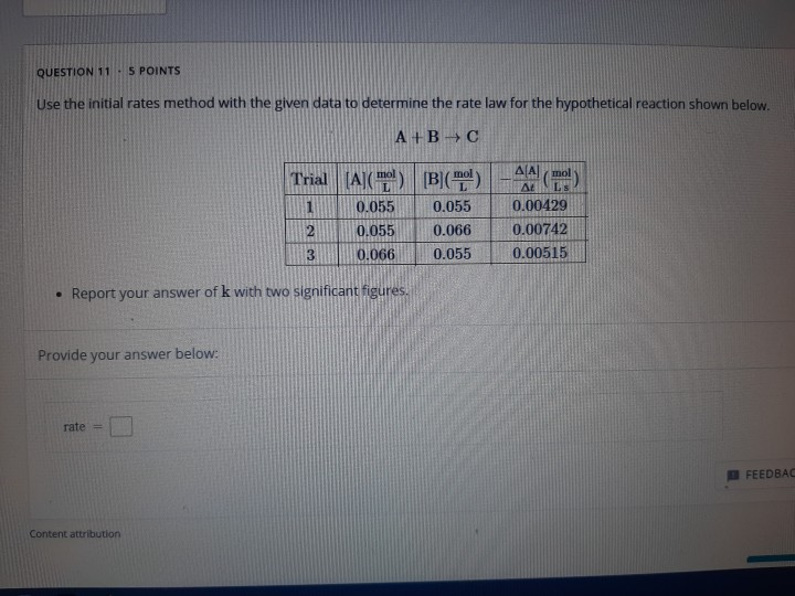 Solved QUESTION 11 5 POINTS Use the initial rates method | Chegg.com