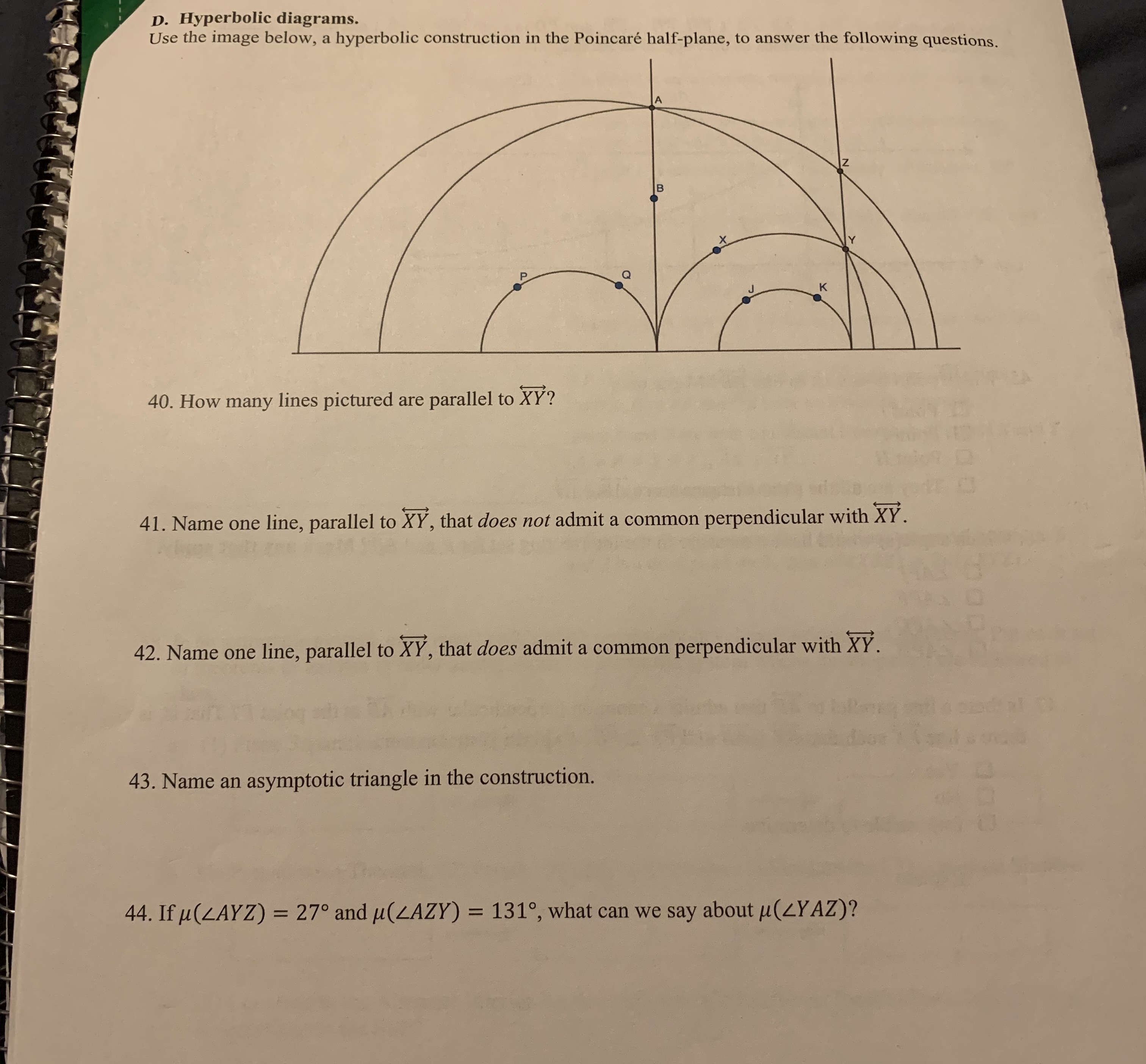 Solved Use the image below, a hyperbolic construction in the | Chegg.com