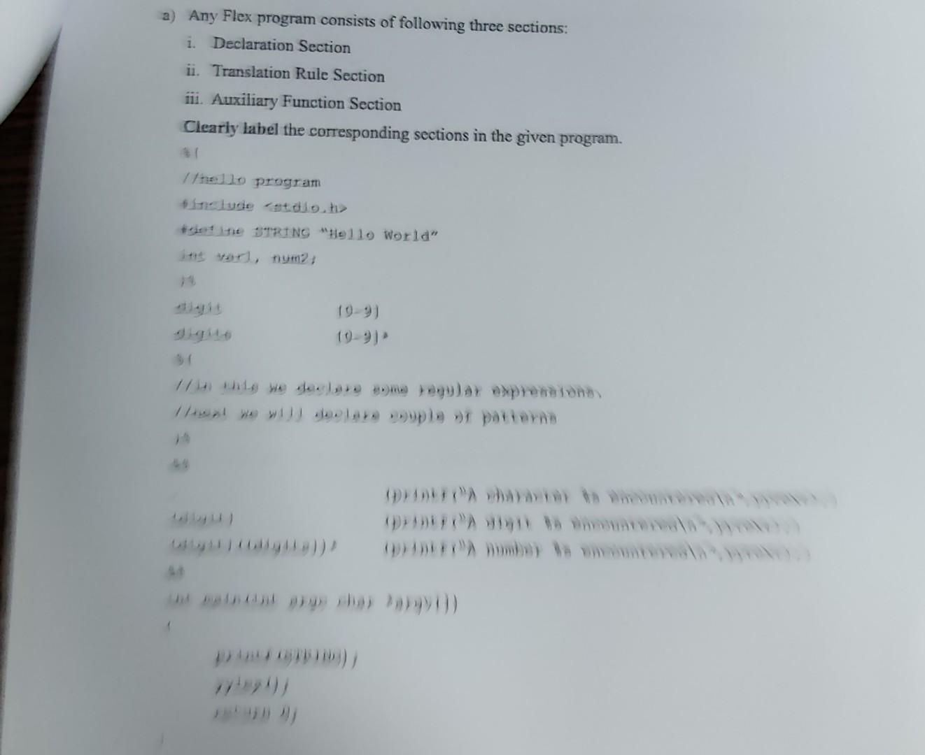 a) Any Flex program consists of following three | Chegg.com