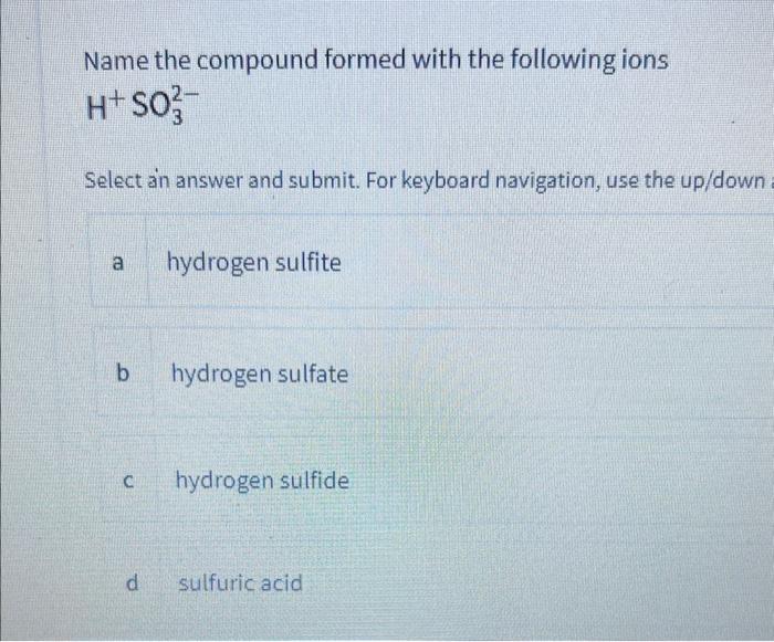 Solved Name the compound formed with the following ions | Chegg.com