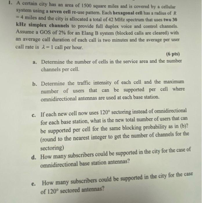 1. A certain city has an area of 1500 square miles | Chegg.com