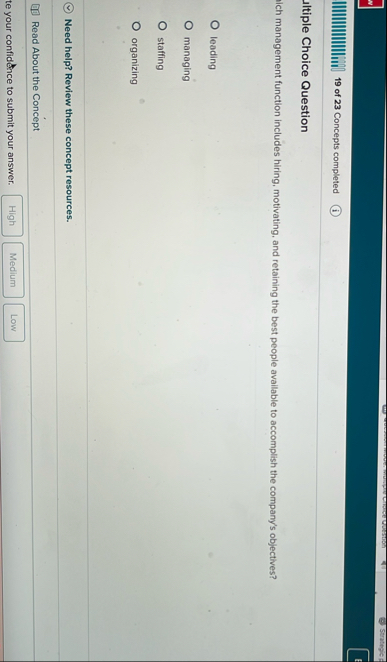 Solved 19 ﻿of 23 ﻿Concepts completedultiple Choice | Chegg.com