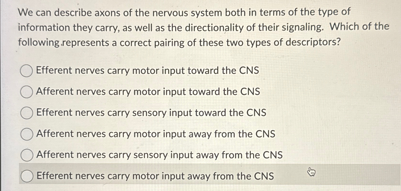 Solved We can describe axons of the nervous system both in | Chegg.com