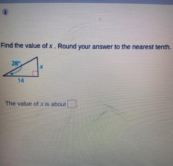 Solved Find the value of x. Round your answer to the nearest | Chegg.com