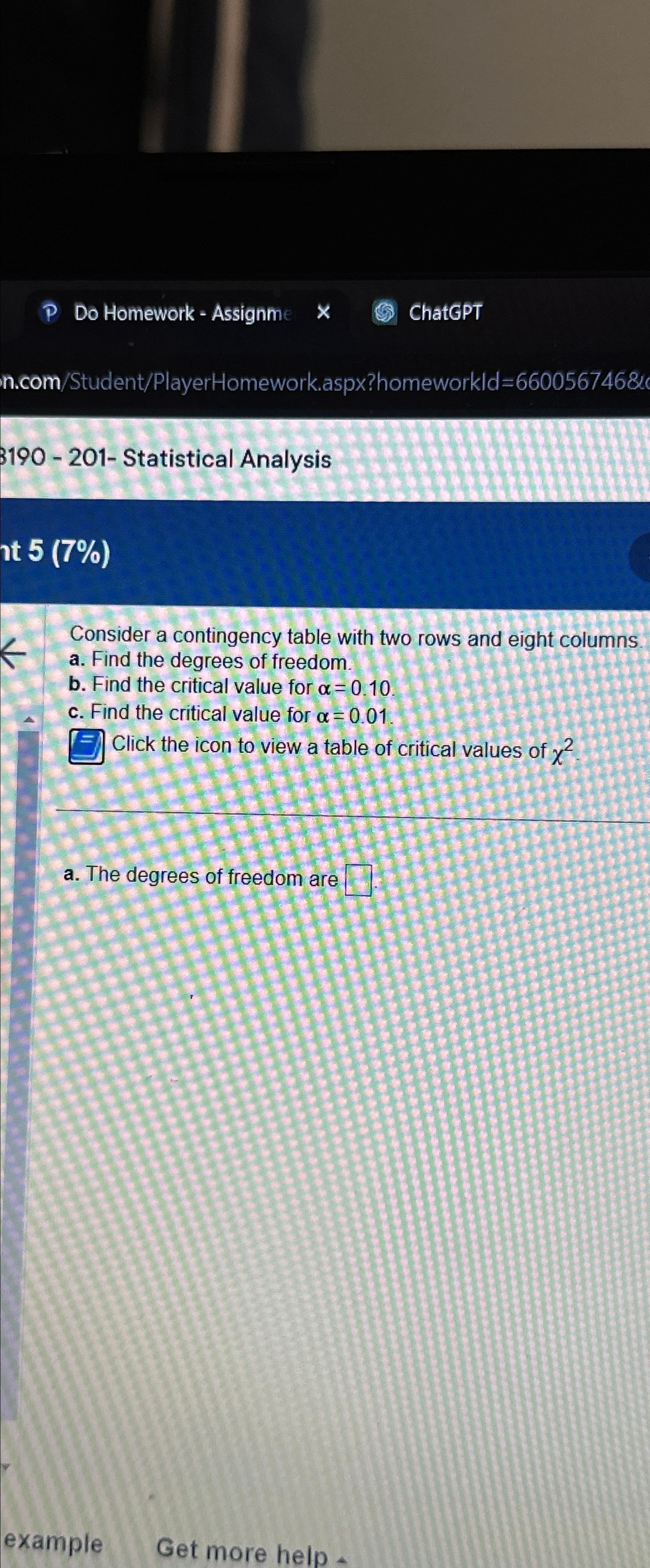 Solved Consider a contingency table with two rows and eight | Chegg.com